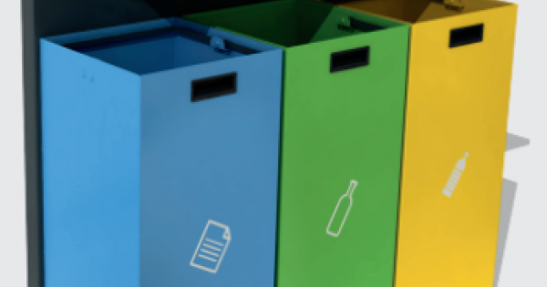 Set 3 cosuri gunoi colectare selectiva, Metal, 159 L