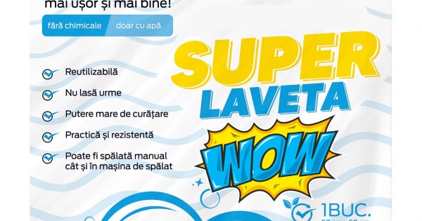 Laveta universala microfibra, Sonic Super Laveta, 50 x 50 cm