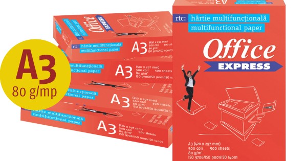 Hartie copiator Office Express, A3, 80 g/mp, 500 coli/top
