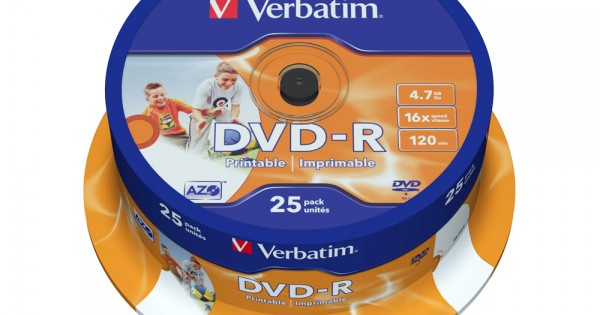 DVD-R printabil Verbatim, 16x, 4.7 GB, 25 bucati/cake