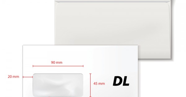 Plic DL 110 x 220, fereastra stanga 35 x 90, offset, alb, siliconic ...